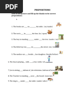 Preposition Worksheet Class4 | PDF