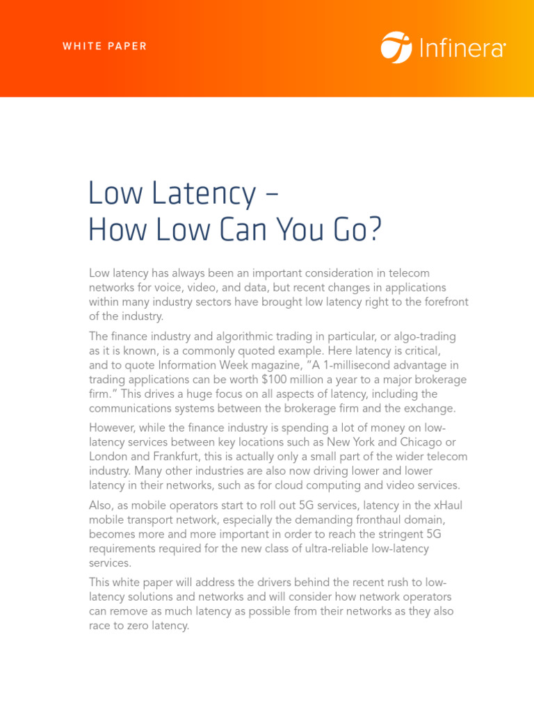 Understanding Low Latency in Telecom | PDF | Fiber Optic Communication ...