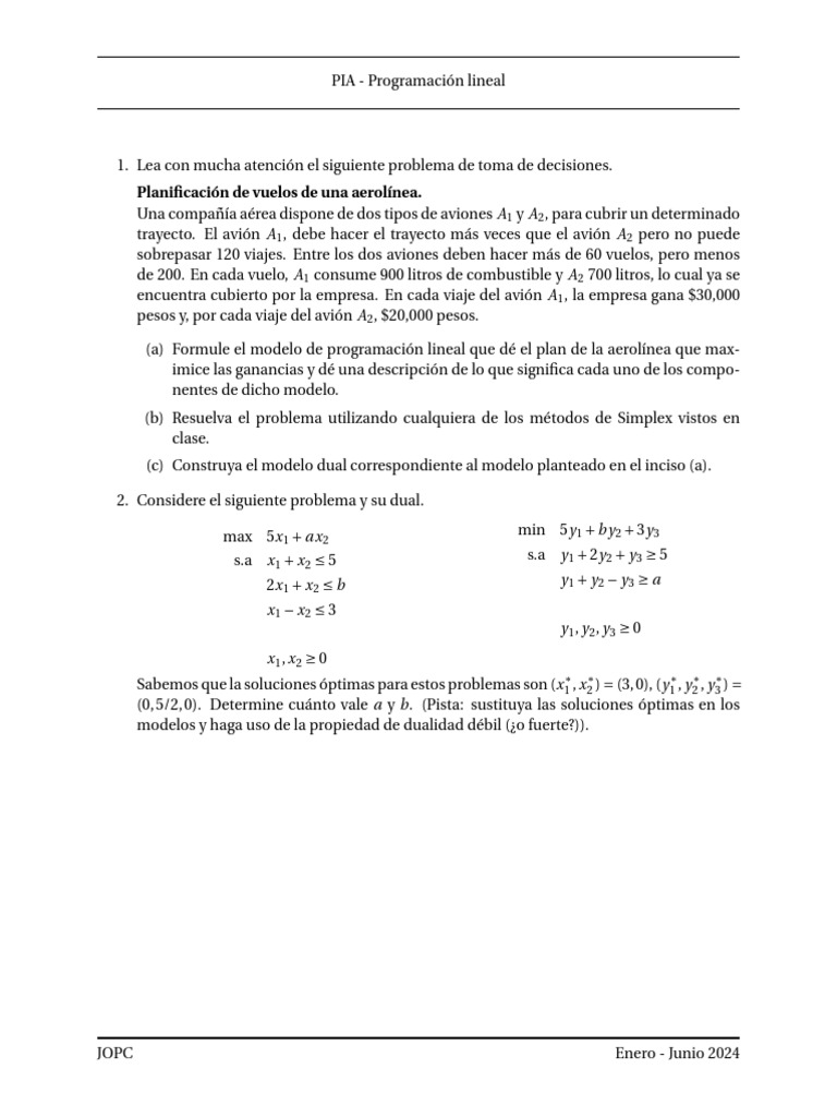 PIA Programación Lineal | PDF