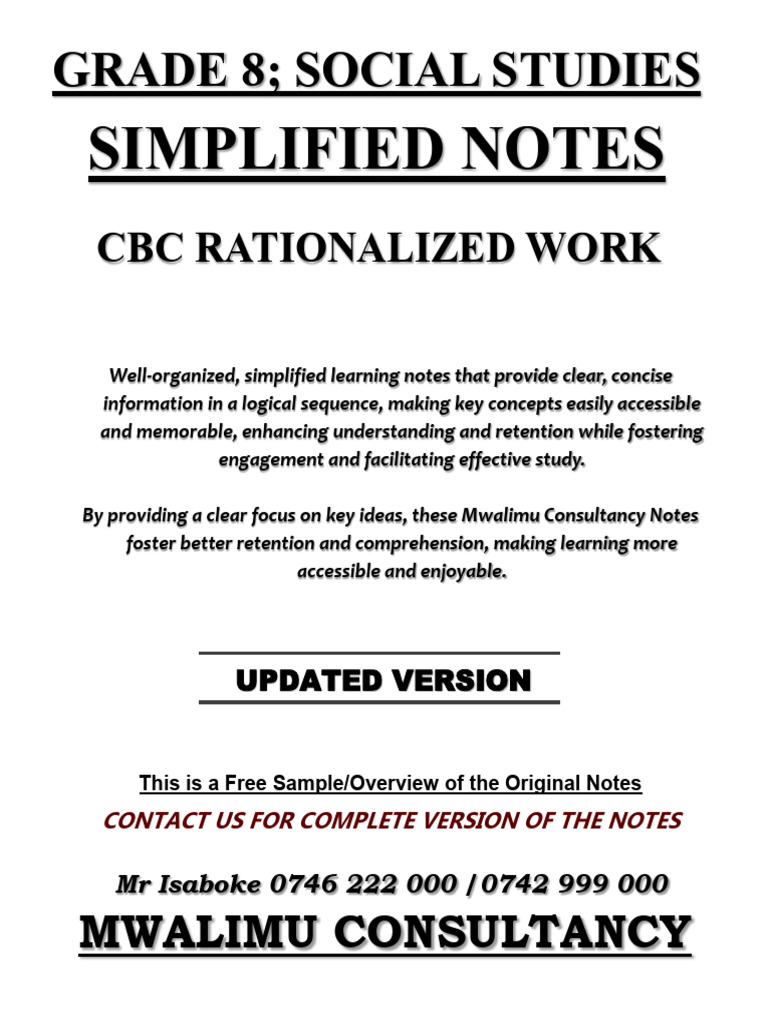 Grade 8 Social Studies Simplified Notes | PDF | Area | East Africa