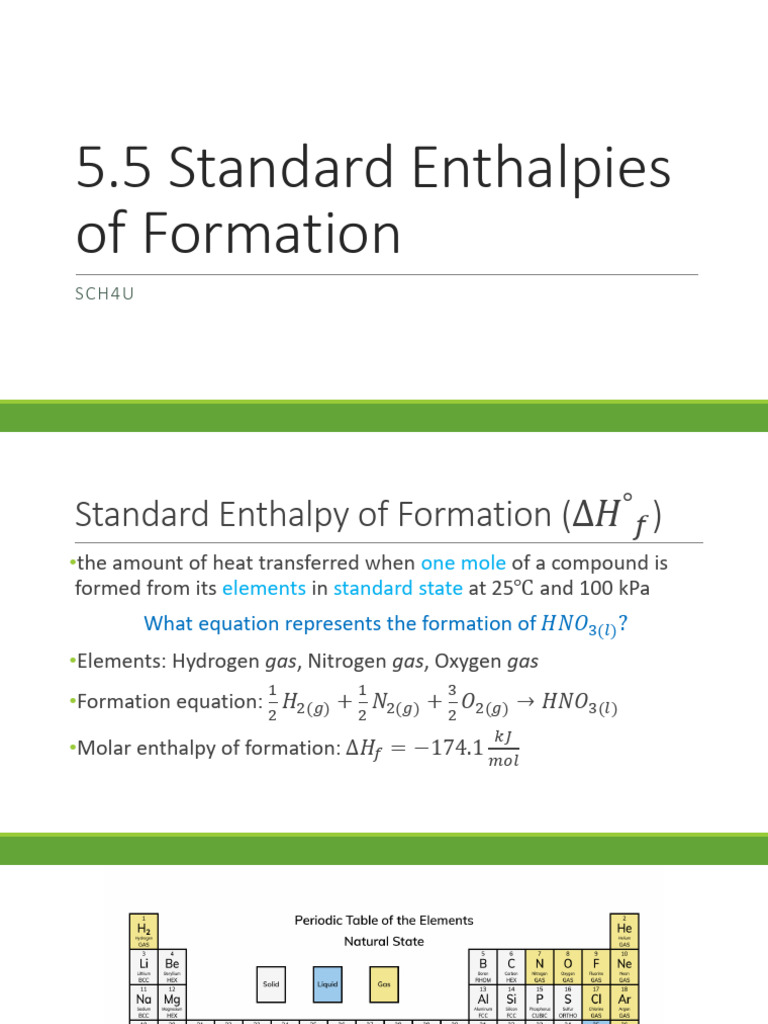 5.5 Standard Enthalpies and Formation | PDF