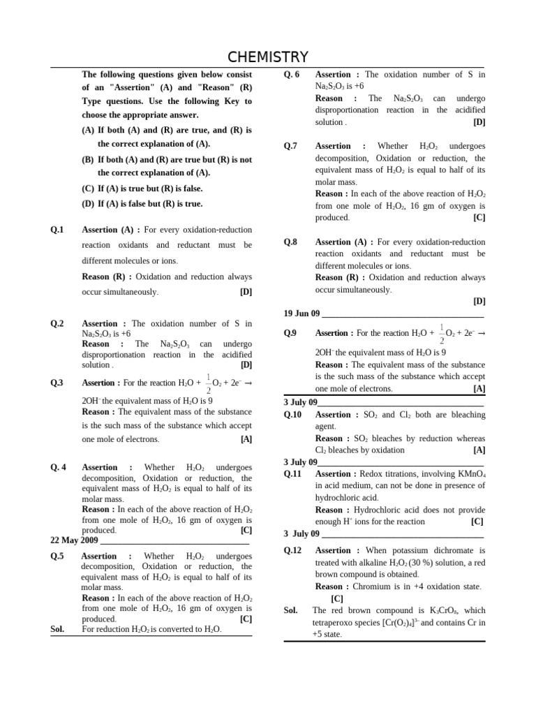 Oxidation-Reduction (A. - R.) | PDF | Redox | Hydrogen Peroxide