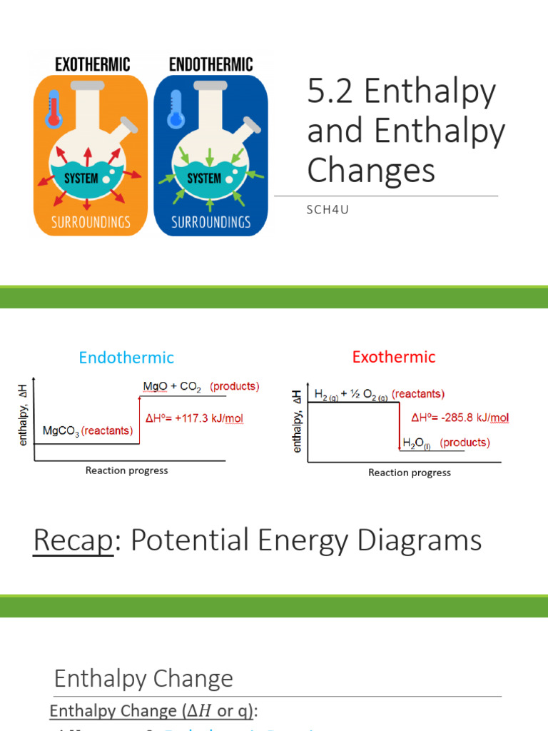 5.2 Enthalpy and Enthalpy Changes | PDF | Enthalpy | Chemical Reactions