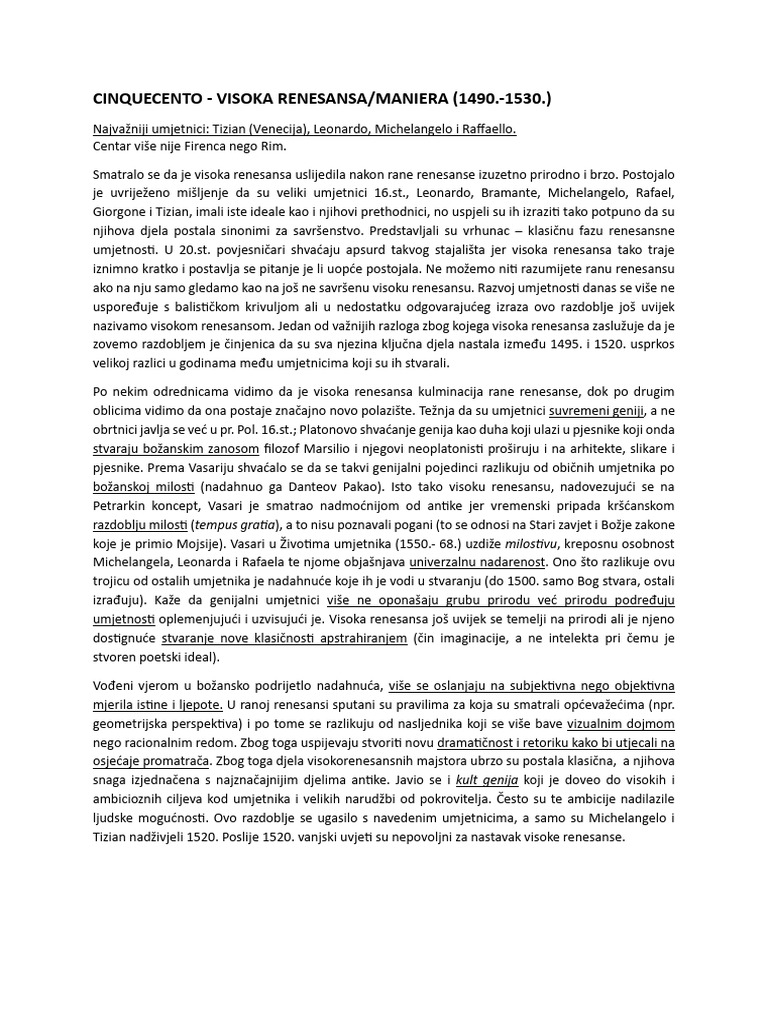 Visoka Renesansa | PDF