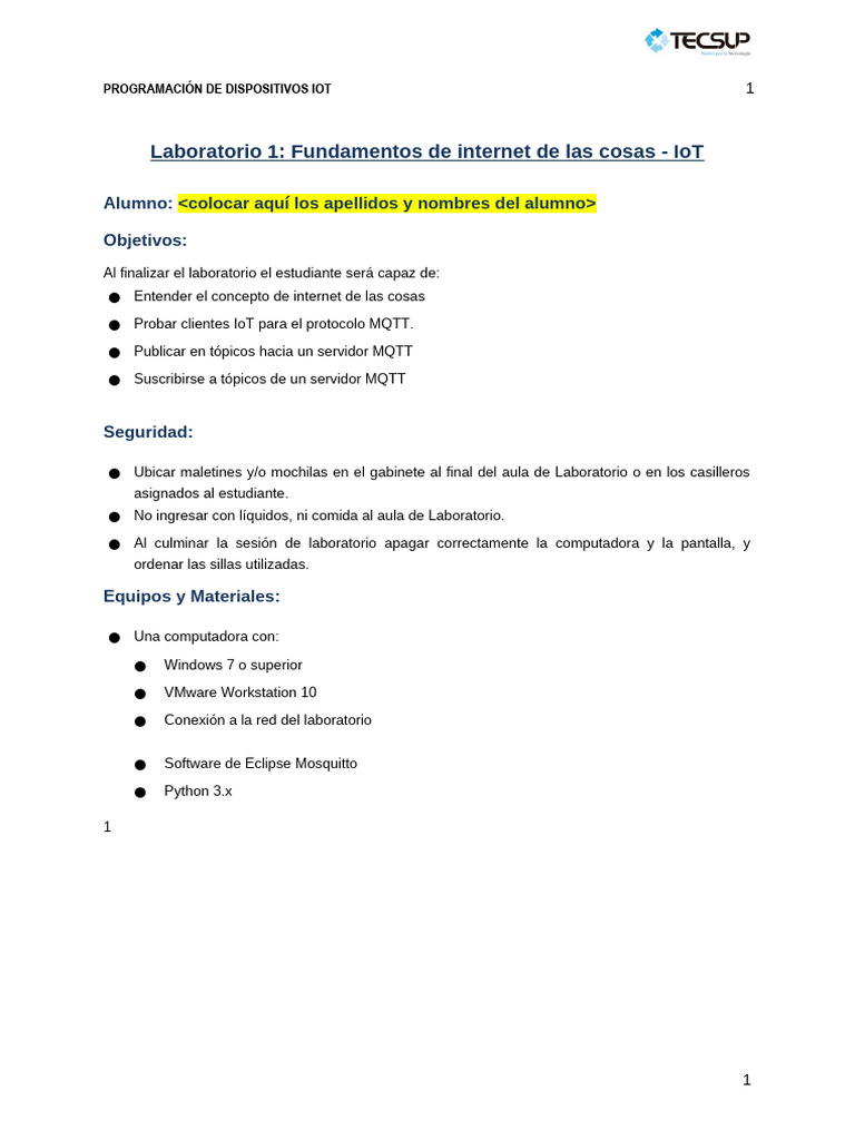 Programacion IoT Laboratorio 1 - Fundamentos de Internet de Las Cosas ...