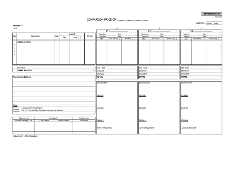 Vendor Price Comparison Sheet | PDF | Economies | Business