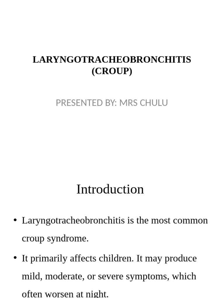 Understanding Laryngotracheobronchitis (Croup) | PDF | Medical ...