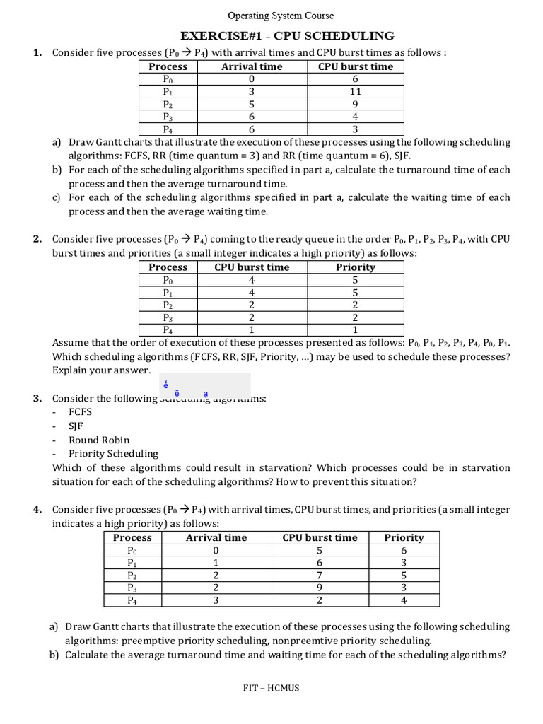 Exercise#1 CPU Scheduling | PDF | Scheduling (Computing) | Concurrent Computing