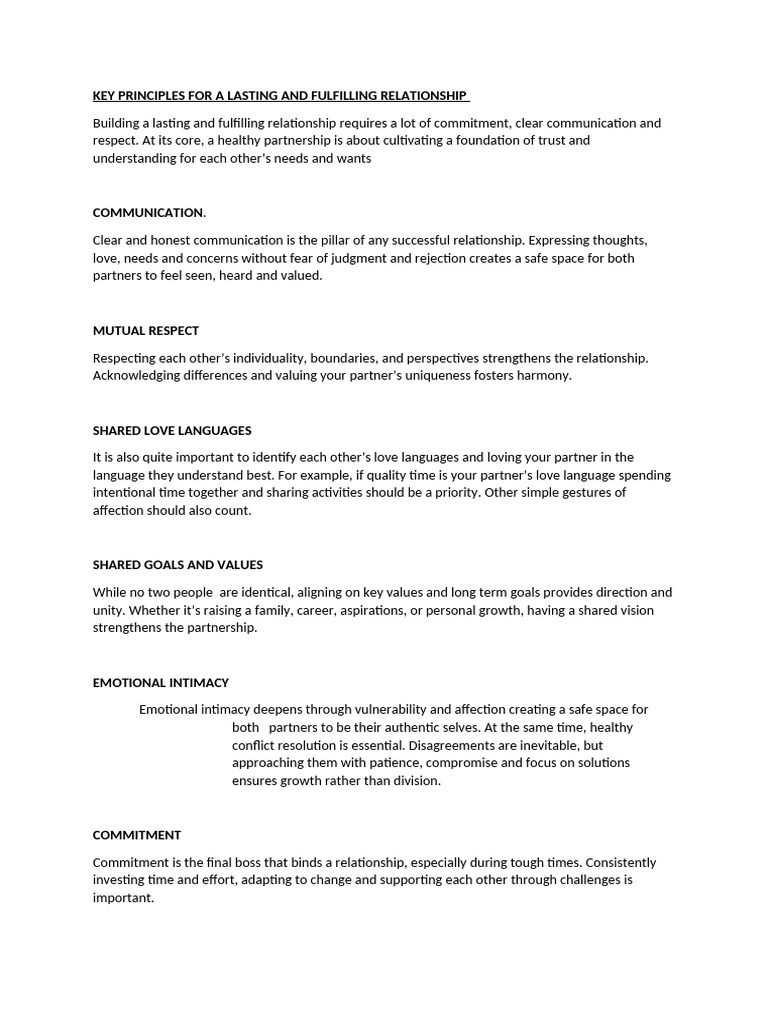 Key Principles for Lasting Relationships | PDF