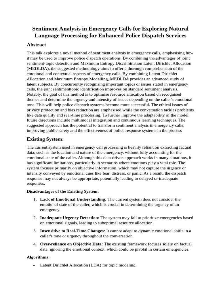 76.sentiment Analysis in Emergency Calls For Exploring Natural Language Processing For Enhanced ...