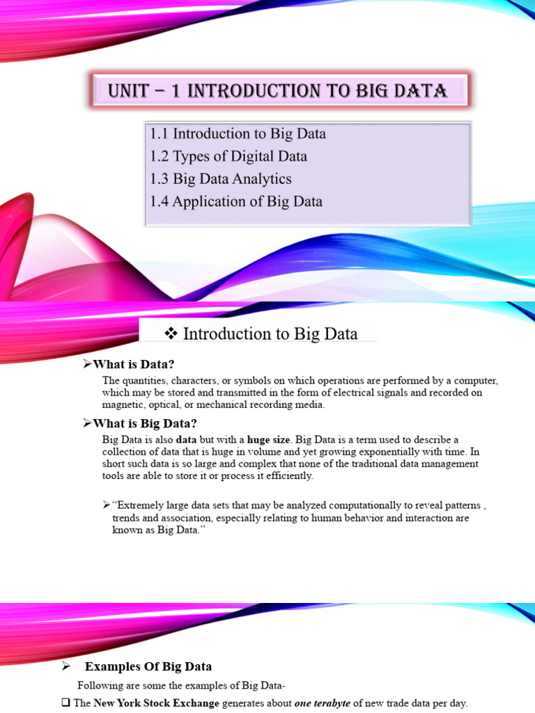 Big Data Introduction Unit 1 | PDF | Analytics | Big Data