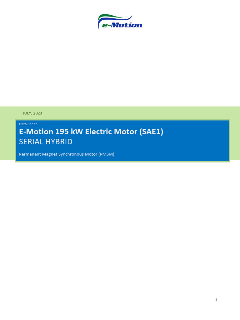 Datasheet Stator Length 240mm Max 1000rpm Electric Motor Serial (SAE1 ...