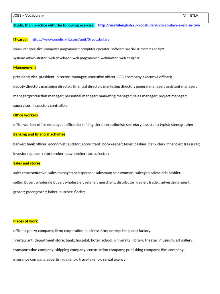 V ETLV JOBS General | PDF | Salary | Employment