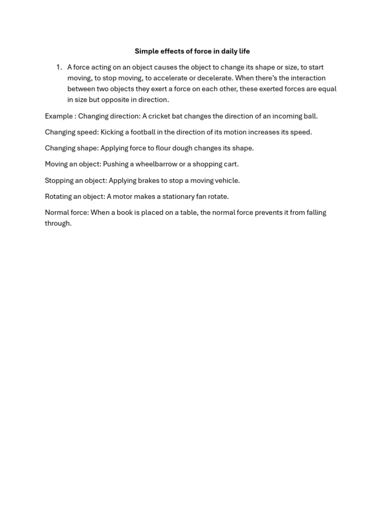 Effects of Force in Daily Life | PDF