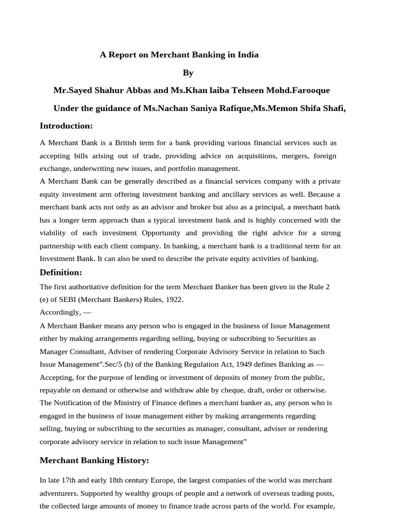 Merchant Banking Overview in India | PDF | Banks | Banking