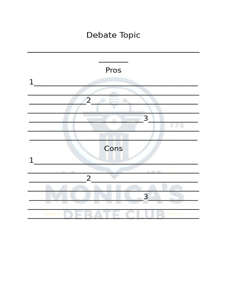 Debate Topic: Pros and Cons Analysis | PDF