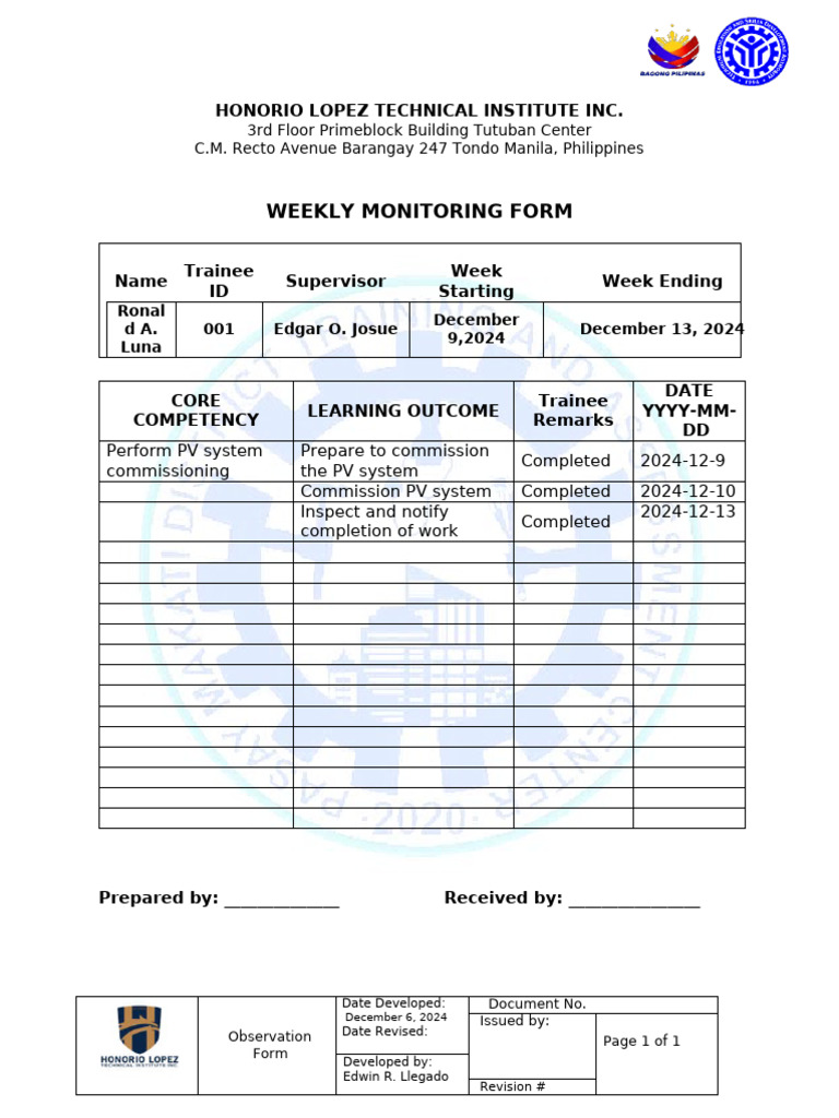 05 Weekly Monitoring | PDF
