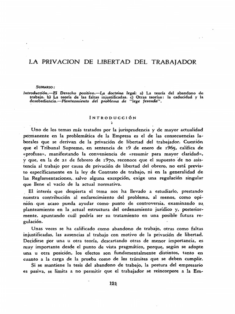 Consecuencias Laborales de la Privación de Libertad | PDF | Caso de ley ...