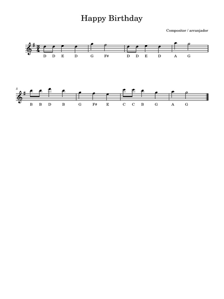 Happy Birthday Sheet Music Arrangement | PDF