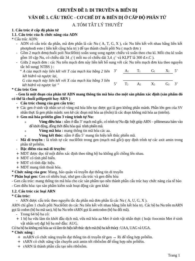 Tai Lieu on Tap Sinh Hoc 12 Ly Thuyet | PDF