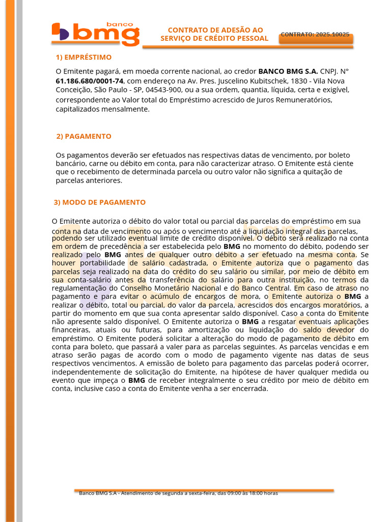 CONTRATO BMG 2025.pdf - 20250130 - 120120 - 0000 | PDF | Empréstimos | Crédito