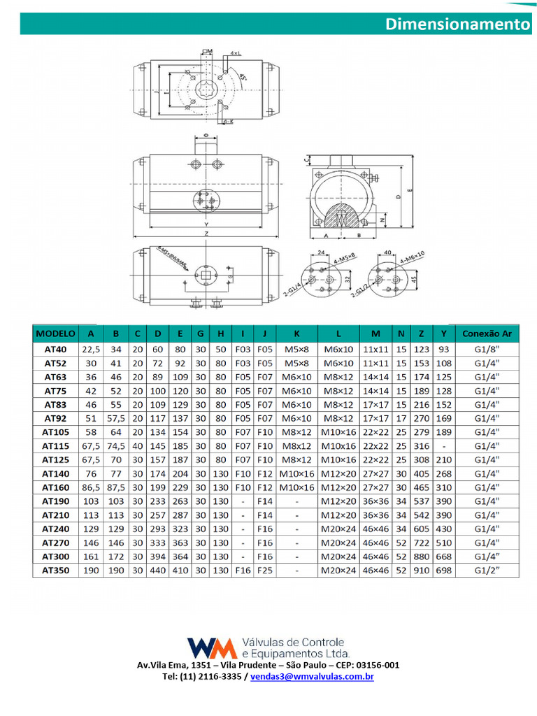 Atuador Pneumatico Dimensional | PDF
