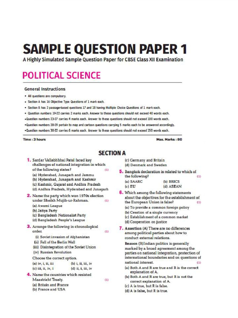 Sample Paper - 1 | PDF