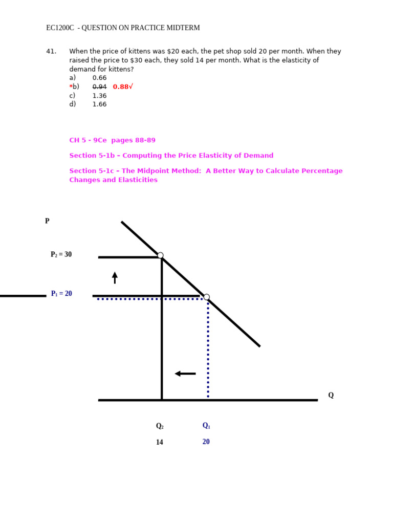 EC120OC - QUESTION ON PRACTICE MIDTERM Price Elasticity of Demand | PDF