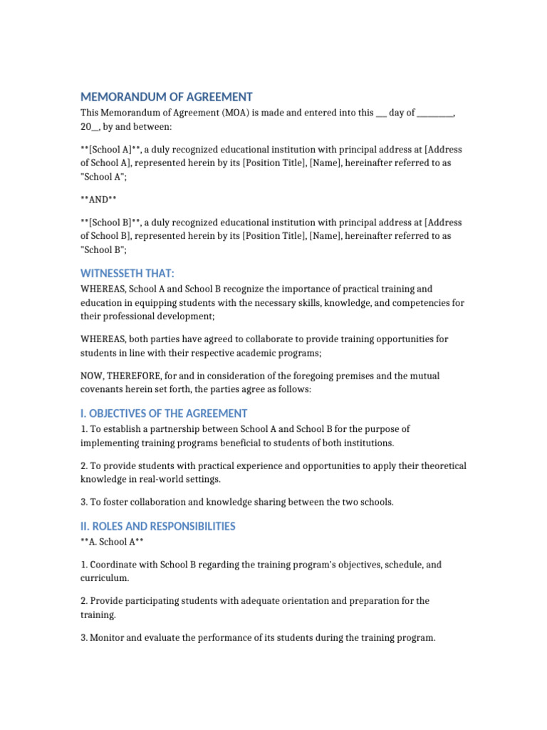 MOA_Training_Schools | PDF | Civil Law (Legal System) | Private Law