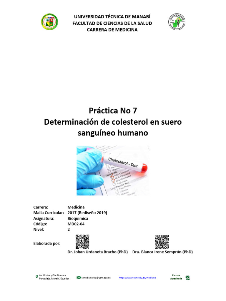 Práctica No 7. Det de colesterol en suero sanguíneo humano-signed-signed-1 | PDF | Colesterol ...