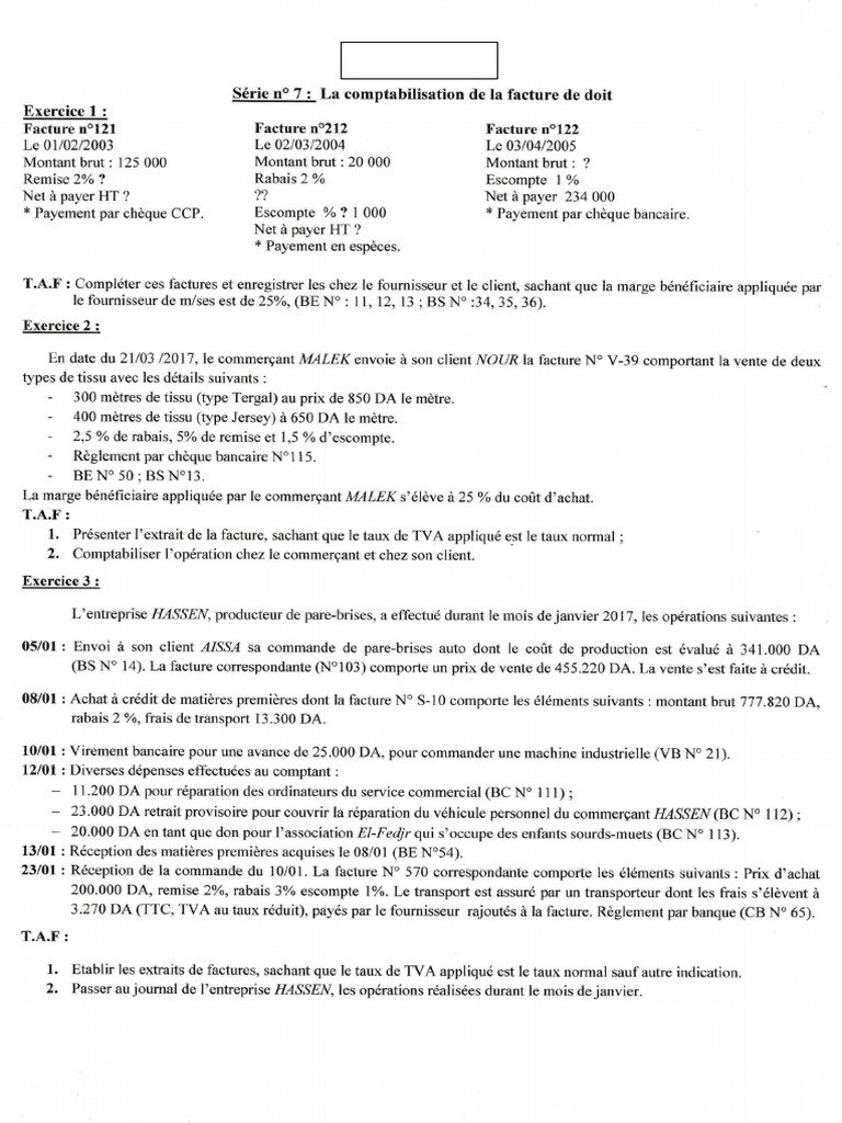 Exercices La Facture de Doit | PDF