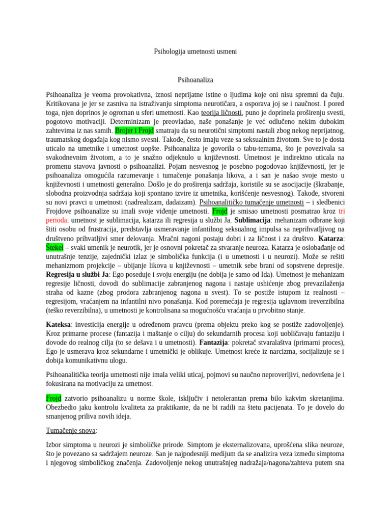 Umetnost, Skripta Za Usmeni | PDF