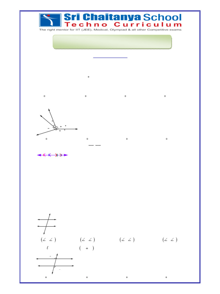 WORK SHEET-1. Lines and Angles | PDF | Angle | Trigonometry