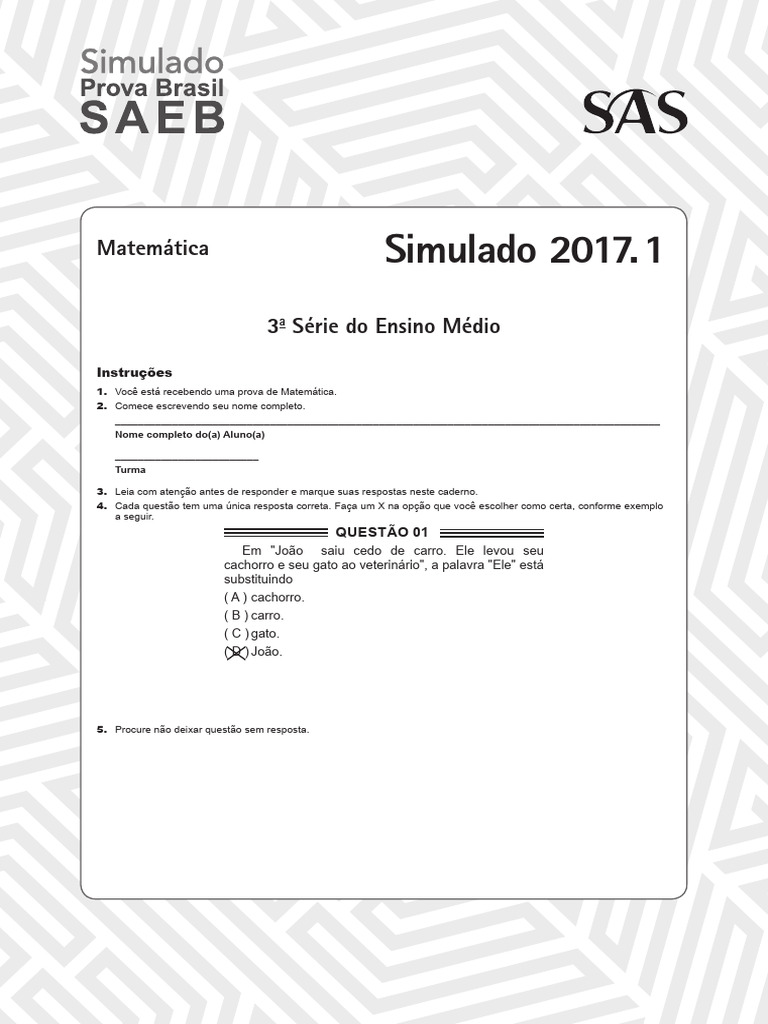 Simulado Matemática 3ª Série EM | PDF | Matemática | Soja