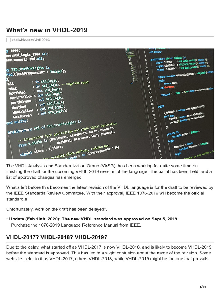 vhdlwhiz.com-Whats new in VHDL-2019 | PDF | Vhdl | Parameter (Computer Programming)