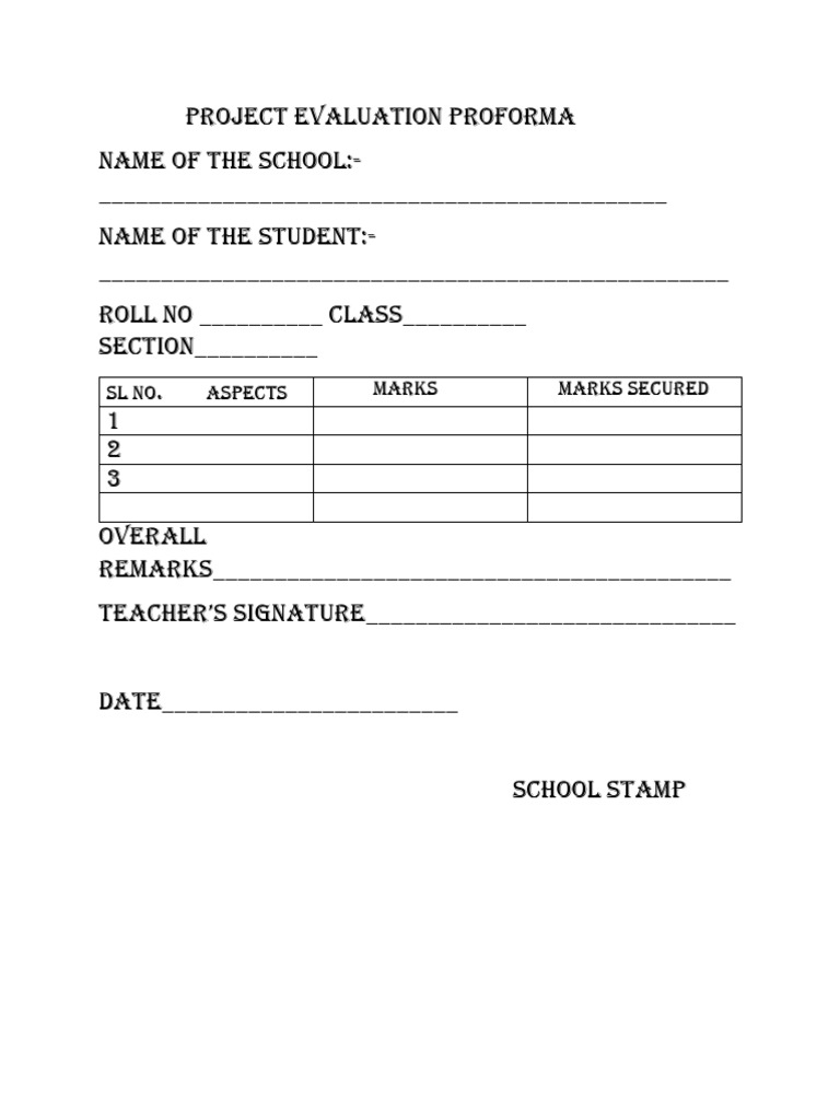 School Project Evaluation Form | PDF