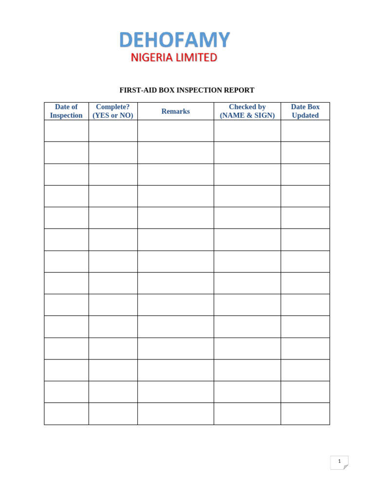 First Aid Box Checklist | PDF