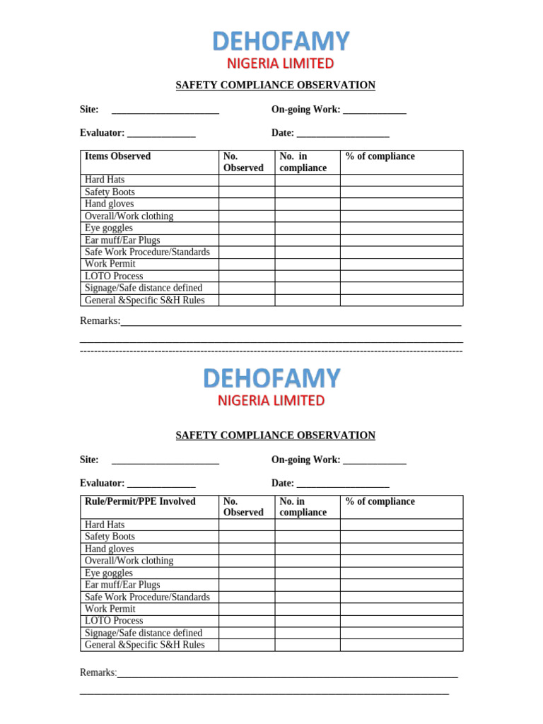 Compliance Check Form | PDF