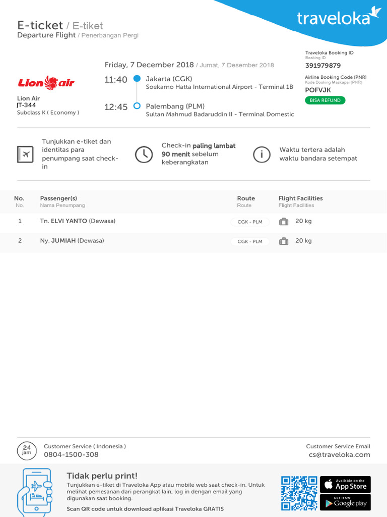 Afri Rahmadi-CGK-POFVJK-PLM-FLIGHT_ORIGINATING | PDF