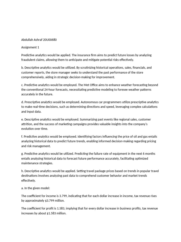 Assignment 1 IDA-WPS Office | PDF | Analytics | Predictive Analytics