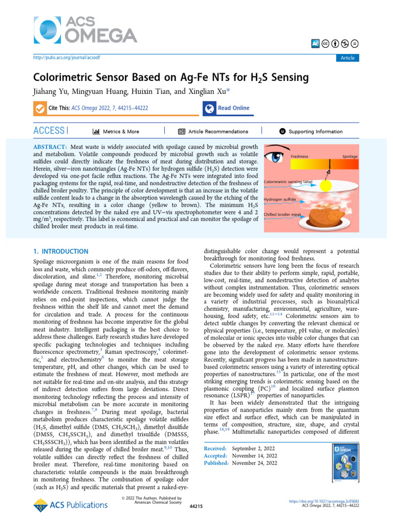 Ag-Fe NTs - H2S Prepartion | PDF | Chemistry | Physical Sciences