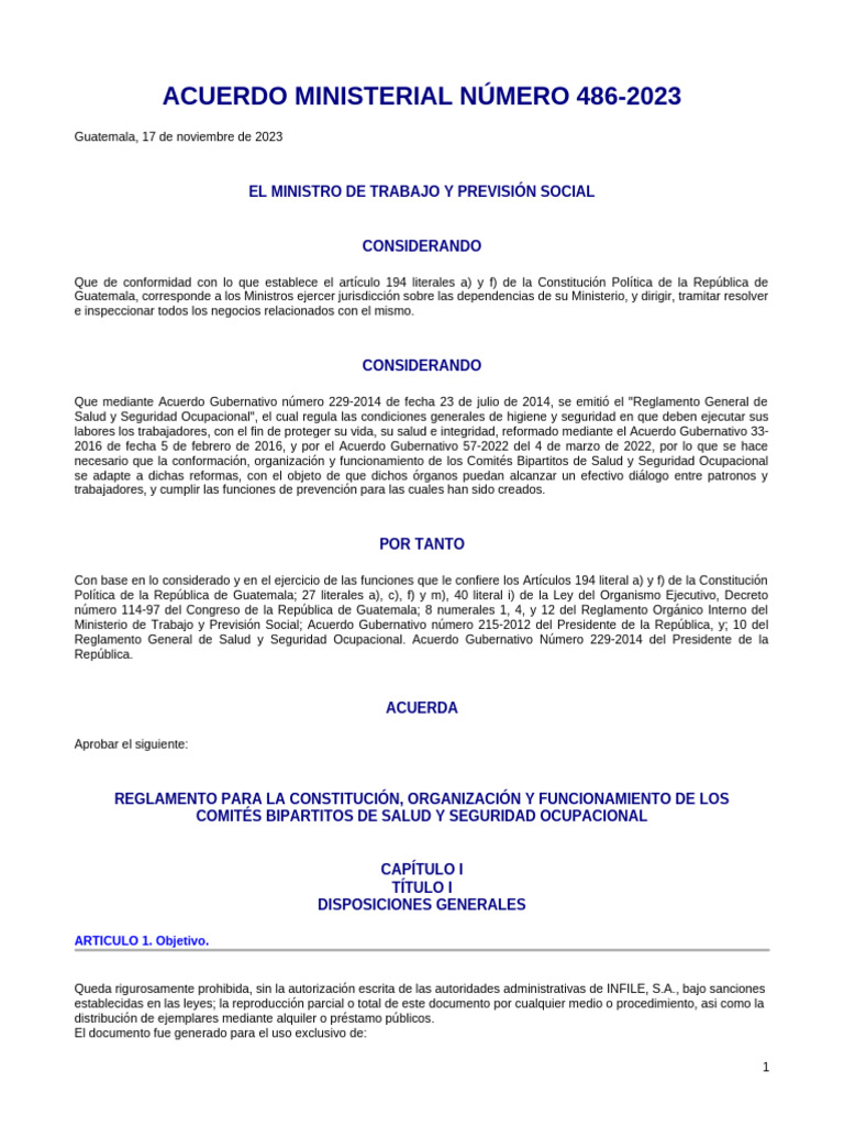 ACUERDO-MINISTERIAL 486-2023-SSO Reglamento | PDF | Seguridad y salud ocupacional | Votación