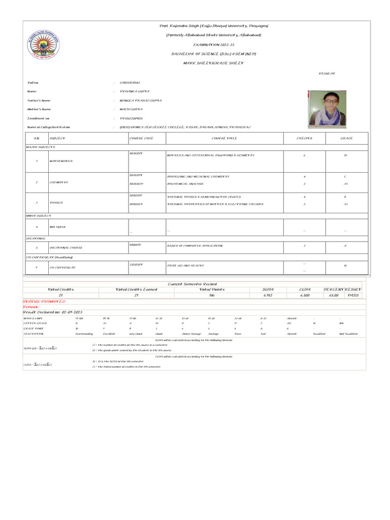 sem 2 result | PDF | Mathematics