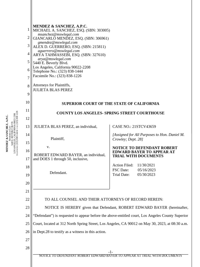 Notice to Defendant for Trial Documents | PDF | Mail | Fax