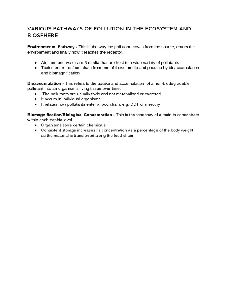 Pollution Pathways and Effects | PDF