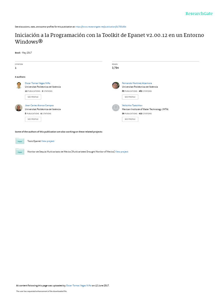 Iniciación A La Programación Con La Toolkit de Epanet v2.00.12 | PDF | Programación de ...