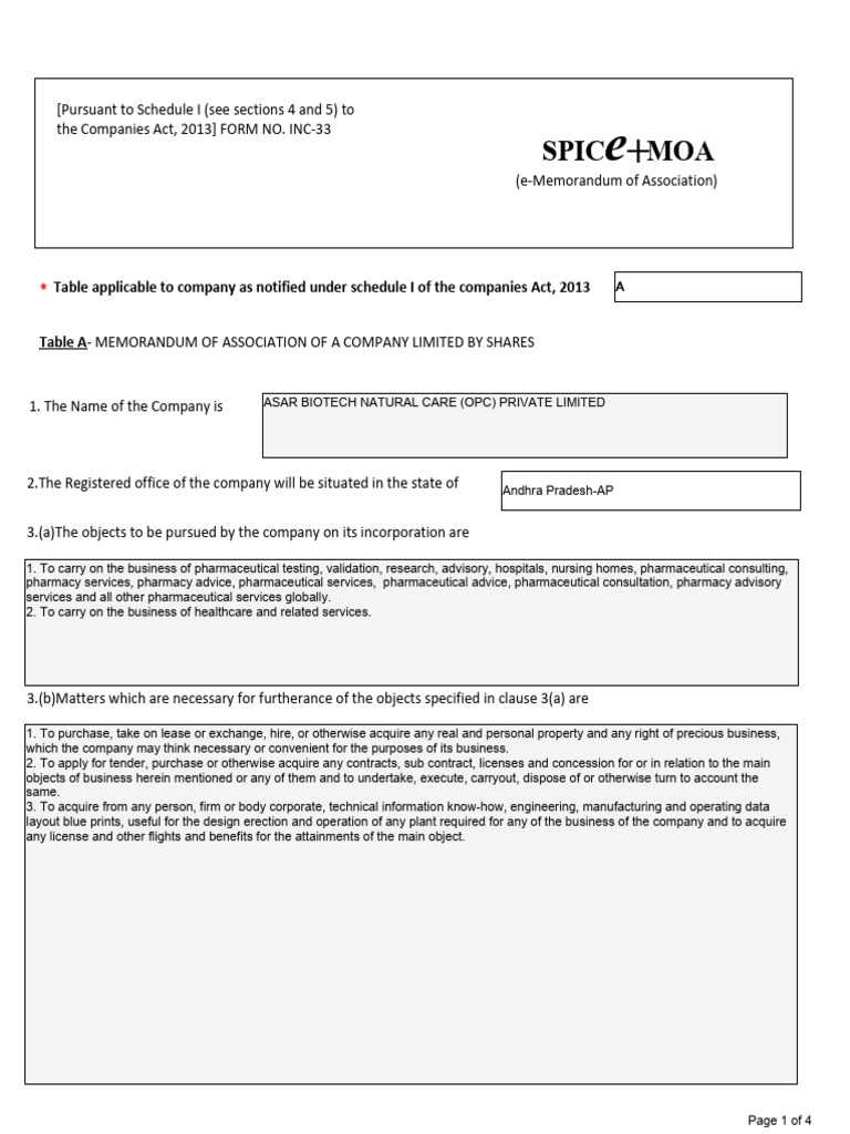 SPICeMoA INC0000415707 PDF | PDF | Private Law