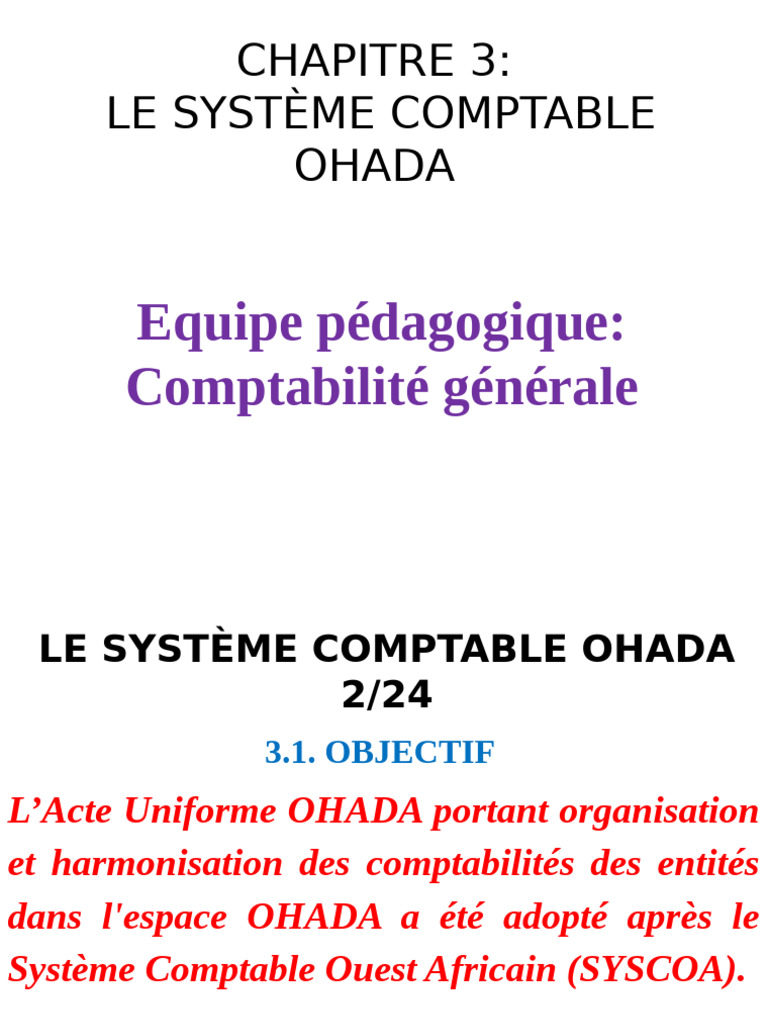 Comprendre le Système Comptable OHADA | PDF | Comptabilité analytique | Bilan comptable