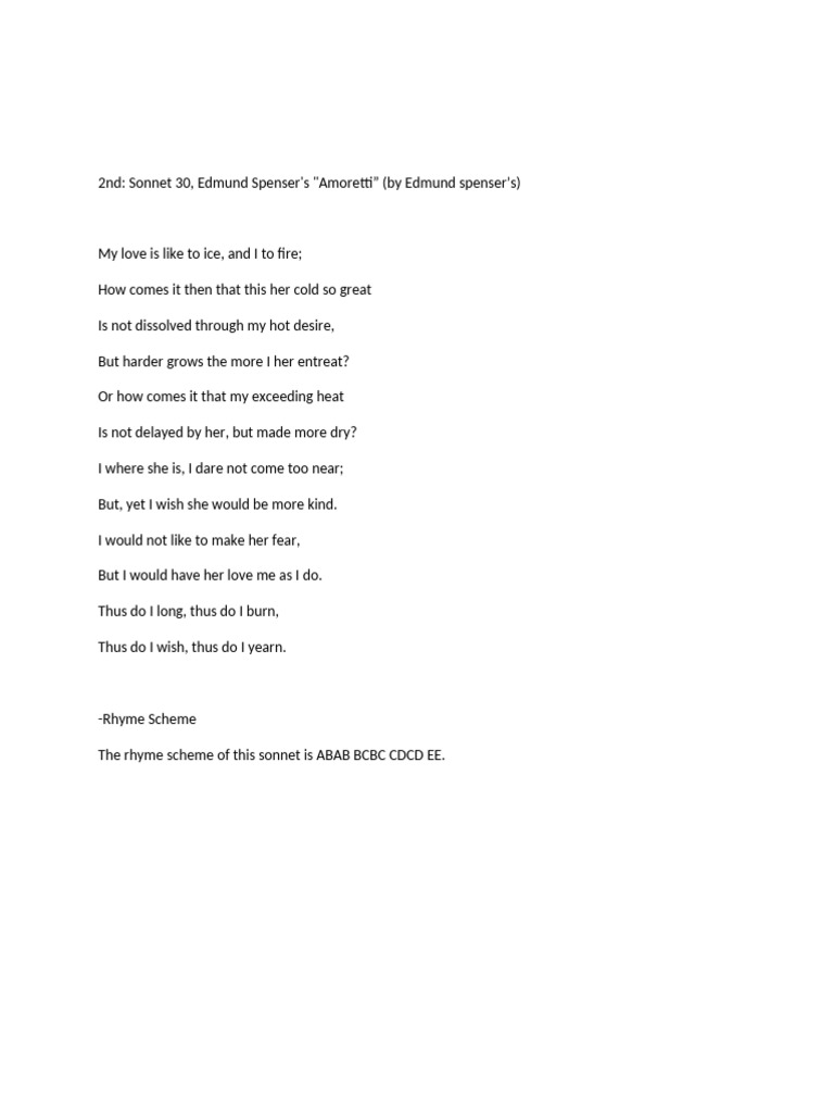 Sonnet 30 Analysis: Spenser's Amoretti | PDF
