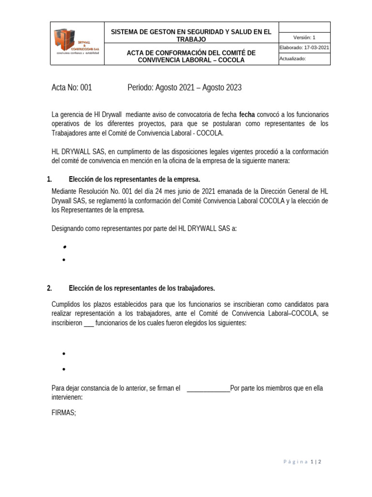 Acta de Conformacion Del COCOLA | PDF | Gobierno